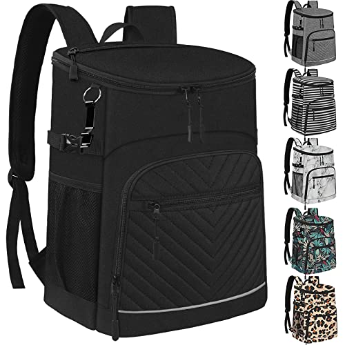 Cooler Backpack Insulated Leakproof Waterproof Backpack Cooler Bag 30 Cans, Large Capacity Lightweight Travel Camping Beach Drink Beverage Beer Bag Cooler Ice Chest for Men and Women, Black