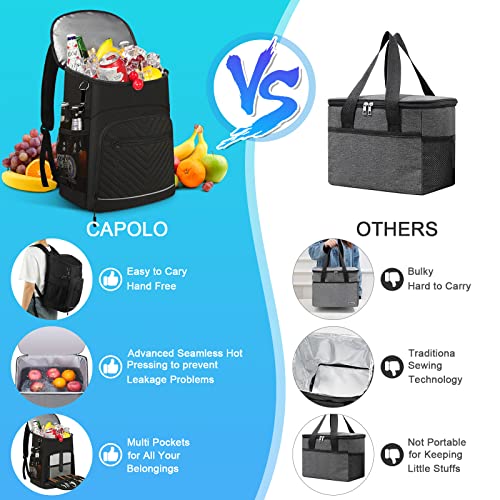 Cooler Backpack Insulated Leakproof Waterproof Backpack Cooler Bag 30 Cans, Large Capacity Lightweight Travel Camping Beach Drink Beverage Beer Bag Cooler Ice Chest for Men and Women, Black