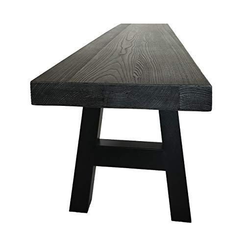 Christopher Knight Home Ozias Indoor Lightweight Concrete Dining Bench, Natural Grey / Black