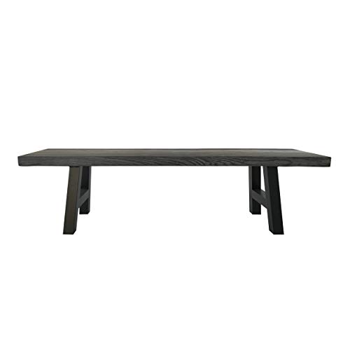 Christopher Knight Home Ozias Indoor Lightweight Concrete Dining Bench, Natural Grey / Black