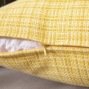 MIULEE Outdoor Waterproof Throw Pillow Covers Decorative Farmhouse Water Resistant Cushion Covers for Tent Patio Garden Couch Sofa Pack of 2, 12x20 Inch Yellow