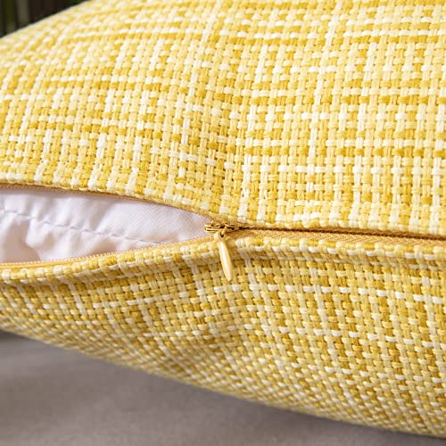 MIULEE Outdoor Waterproof Throw Pillow Covers Decorative Farmhouse Water Resistant Cushion Covers for Tent Patio Garden Couch Sofa Pack of 2, 12x20 Inch Yellow