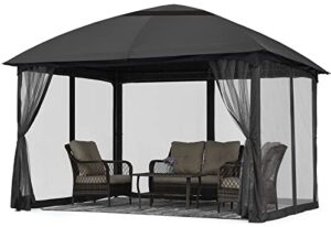 mastercanopy soft top outdoor garden gazebo for patios with netting walls (10×10, dark gray)