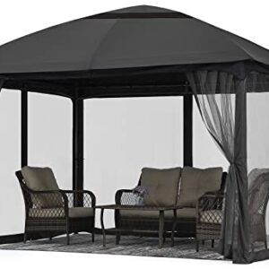 MASTERCANOPY Soft Top Outdoor Garden Gazebo for Patios with Netting Walls (10x10, Dark Gray)