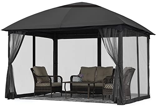 MASTERCANOPY Soft Top Outdoor Garden Gazebo for Patios with Netting Walls (10x10, Dark Gray)