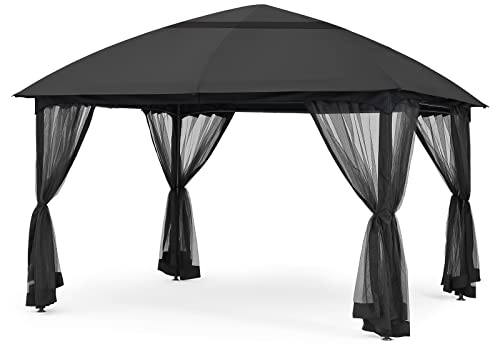 MASTERCANOPY Soft Top Outdoor Garden Gazebo for Patios with Netting Walls (10x10, Dark Gray)