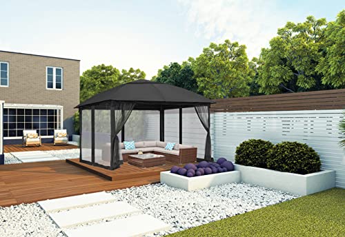 MASTERCANOPY Soft Top Outdoor Garden Gazebo for Patios with Netting Walls (10x10, Dark Gray)