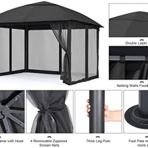 MASTERCANOPY Soft Top Outdoor Garden Gazebo for Patios with Netting Walls (10x10, Dark Gray)