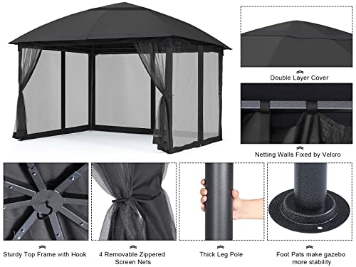 MASTERCANOPY Soft Top Outdoor Garden Gazebo for Patios with Netting Walls (10x10, Dark Gray)