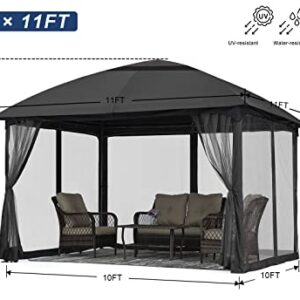 MASTERCANOPY Soft Top Outdoor Garden Gazebo for Patios with Netting Walls (10x10, Dark Gray)