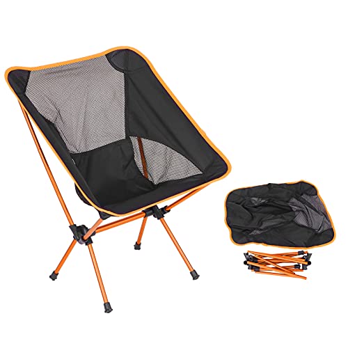 Donn Portable Chair, Simple Operation Wide Uses Nylon Mesh Compact Outdoor Chair for Fishing(Orange)