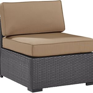 Crosley Furniture KO70125BR-MO Biscayne Outdoor Wicker Armless Chair with Mocha Cushions - Brown