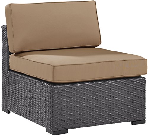 Crosley Furniture KO70125BR-MO Biscayne Outdoor Wicker Armless Chair with Mocha Cushions - Brown