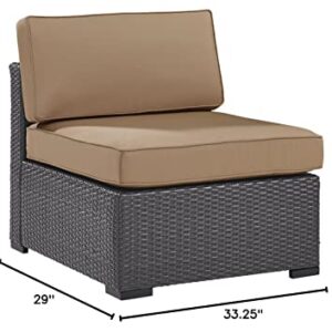 Crosley Furniture KO70125BR-MO Biscayne Outdoor Wicker Armless Chair with Mocha Cushions - Brown