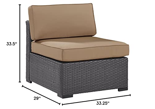 Crosley Furniture KO70125BR-MO Biscayne Outdoor Wicker Armless Chair with Mocha Cushions - Brown