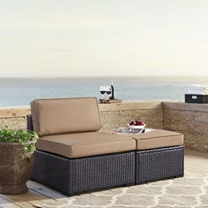 Crosley Furniture KO70125BR-MO Biscayne Outdoor Wicker Armless Chair with Mocha Cushions - Brown