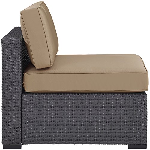 Crosley Furniture KO70125BR-MO Biscayne Outdoor Wicker Armless Chair with Mocha Cushions - Brown