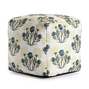 anji mountain square outdoor pouf, gordes yellow, 18″ x 18″ x 18″, multicolor