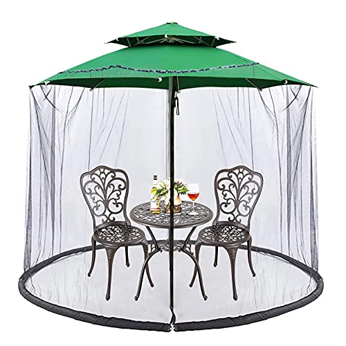 JEOEUS Umbrella Netting for Outdoor Umbrellas,Umbrella Mosquito Netting,Garden Patio Umbrella Mosquito Netting,with Double Zipper Door, for Almost Outdoor Market Table Umbrellas & Cantilever Offset Hanging Umbrella w/Tilt 7.5-11ft