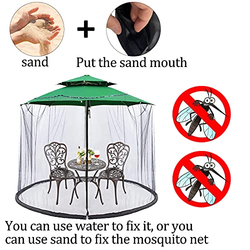 JEOEUS Umbrella Netting for Outdoor Umbrellas,Umbrella Mosquito Netting,Garden Patio Umbrella Mosquito Netting,with Double Zipper Door, for Almost Outdoor Market Table Umbrellas & Cantilever Offset Hanging Umbrella w/Tilt 7.5-11ft