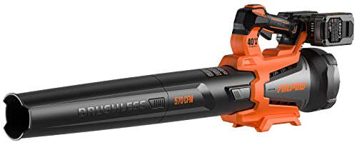 FIILPOW 40V 570CFM Leaf Blower, Brushless Leaf Blower Cordless with 2×4.0Ah Battery and Fast Charger, Turbo Mode and 3 Variable Speed Lock, Axial Fan, Blower for Lawn Care, Yard, Driveway, Walkway