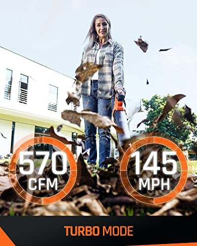 FIILPOW 40V 570CFM Leaf Blower, Brushless Leaf Blower Cordless with 2×4.0Ah Battery and Fast Charger, Turbo Mode and 3 Variable Speed Lock, Axial Fan, Blower for Lawn Care, Yard, Driveway, Walkway