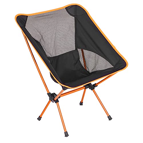 Portable Chair, Convenient to Carry Simple Operation Nylon Mesh Compact Outdoor Chair Wide Uses Small After Folding for Barbecue(Orange)