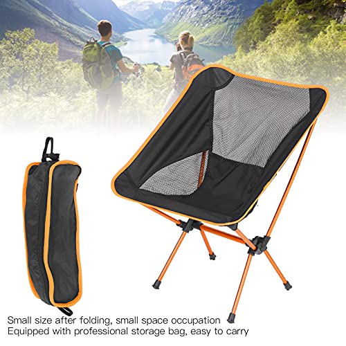 Portable Chair, Convenient to Carry Simple Operation Nylon Mesh Compact Outdoor Chair Wide Uses Small After Folding for Barbecue(Orange)