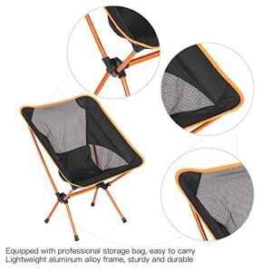 Portable Chair, Convenient to Carry Simple Operation Nylon Mesh Compact Outdoor Chair Wide Uses Small After Folding for Barbecue(Orange)