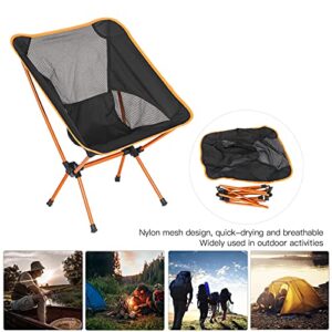 Portable Chair, Convenient to Carry Simple Operation Nylon Mesh Compact Outdoor Chair Wide Uses Small After Folding for Barbecue(Orange)