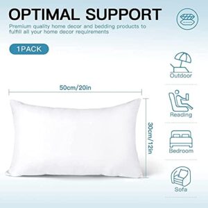 OTOSTAR Premium Outdoor Waterproof Pillow Insert Water Resistant Throw Pillow Insert 12x20 Inch Fluffy Pillow Stuffer Decorative Throw Pillow for Couch Sham Cushion Stuffer Patio Furniture (1 Pack)