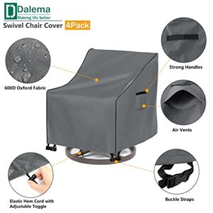 Dalema Outdoor Swivel Lounge Chair Cover 4 Pack(37.5" L x 39.25" W x 38.5" H),100% Waterproof Heavy Duty Patio Chair Covers,Protector Cover for Swivel Rocker Patio Chair,Grey.