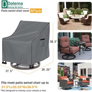 Dalema Outdoor Swivel Lounge Chair Cover 4 Pack(37.5" L x 39.25" W x 38.5" H),100% Waterproof Heavy Duty Patio Chair Covers,Protector Cover for Swivel Rocker Patio Chair,Grey.