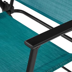 RAYTIK Square Set of 2 Outdoor Patio Steel Sling Folding Chair, Teal