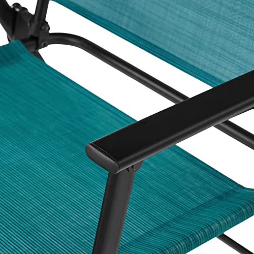 RAYTIK Square Set of 2 Outdoor Patio Steel Sling Folding Chair, Teal