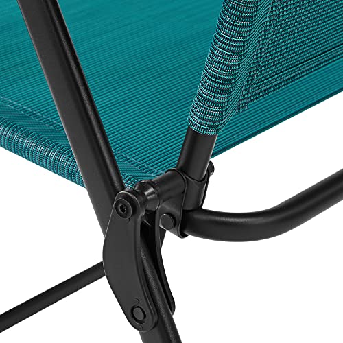 RAYTIK Square Set of 2 Outdoor Patio Steel Sling Folding Chair, Teal