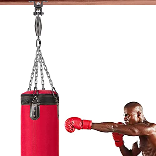 BeneLabel Heavy Duty Boxing Punching Bag Hanger with Spring, 360° Rotation Wood Beam Holder, 2 Wood Screws for Wooden Sets, 1 Carabiner, 1 Comfort Spring