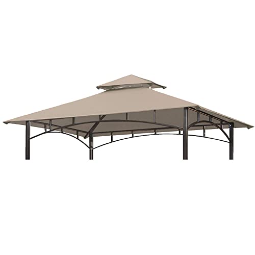 Grill Gazebo Replacement Canopy Roof, OLILAWN 5' x 8' Outdoor BBQ Gazebo Canopy Top Cover, Double Tired Grill Shelter Cover with Durable Polyester Fabric, Fit for Model L-GG001PST-F, Khaki