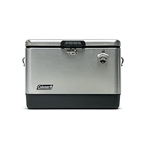 Coleman Reunion Insulated Portable Ice Chest, 54qt Steel Belted Leak Resistant Cooler with Heavy Duty Latch, Handles and Drain