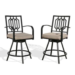 ulax furniture outdoor swivel bar stools, patio counter height bistro chairs with cushion, all-weather patio furniture (set of 2)