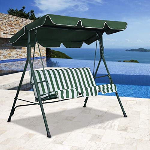 Casart Outdoor Swing Canopy Replacement 75 Inch x 52 Inch, Water-Resistant Porch Swing Cover for Garden, Patio, Yard, Green