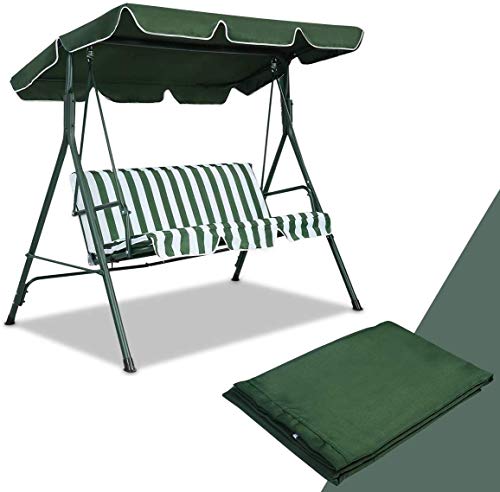 Casart Outdoor Swing Canopy Replacement 75 Inch x 52 Inch, Water-Resistant Porch Swing Cover for Garden, Patio, Yard, Green