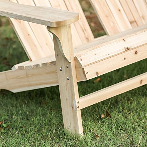 Patio Festival Wooden Double Adirondack Chairs Loveseat, Outdoor Fir Unpainted Wooden Adirondack Loveseat for Outdoor, Garden, Lawn, Deck Chair, 2-Person Seat,Natural Color