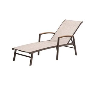 pellebant adjustable aluminum patio chaise lounge chair with polywood arms, 5 positions and lay flat, outdoor recliners, easy assembly, all weather furniture for beach, pool and yard, 1pc, beige