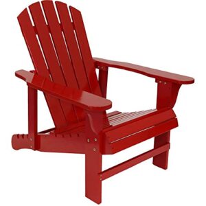 Sunnydaze Adirondack Chair with Adjustable Backrest - Natural Fir Wood Material - Outdoor Patio Chair - 250-Pound Weight Capacity - Red