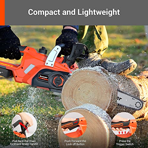 MAXLANDER 10-Inch Battery Operated Chainsaw, 20V Cordless Chainsaw, 2 Pcs 2.0Ah Batteries with Charger, Auto-Tension, Auto-Lubrication, Lightweight