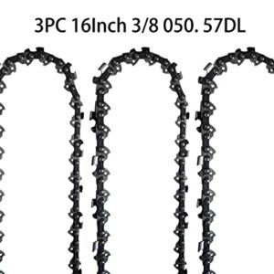 3-PACK 16" replacement chain for Worx WG300 WG303 WG303.1 WG304 Chainsaw Chain Blade 57DL 3/8LP .05