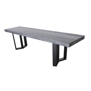 christopher knight home verona outdoor lightweight concrete dining bench, textured grey oak / black