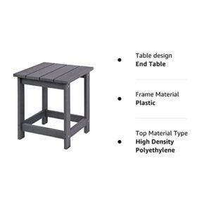 LZRS Adirondack Square Side Table, Pool Composite Patio Table,HDPE End Tables for Backyard,Pool, Indoor Companion, Easy Maintenance & Weather Resistant(Grey)