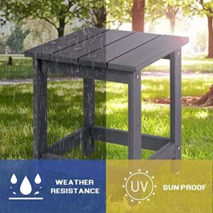 LZRS Adirondack Square Side Table, Pool Composite Patio Table,HDPE End Tables for Backyard,Pool, Indoor Companion, Easy Maintenance & Weather Resistant(Grey)